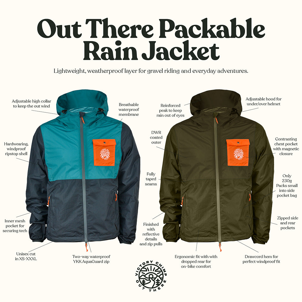 Out There Unisex Packable Rain Jacket | Cycling Waterproof Jacket ...